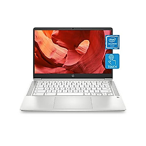 HP Chromebook 14 Laptop, Intel Celeron Processor, 4 GB RAM, 32 GB eMMC, 14” HD (1366 x 768) Touchscreen, Chrome OS, Webcam & Dual Mics, Work, Entertainment, Long Battery Life (14a-na0140nr, 2021)