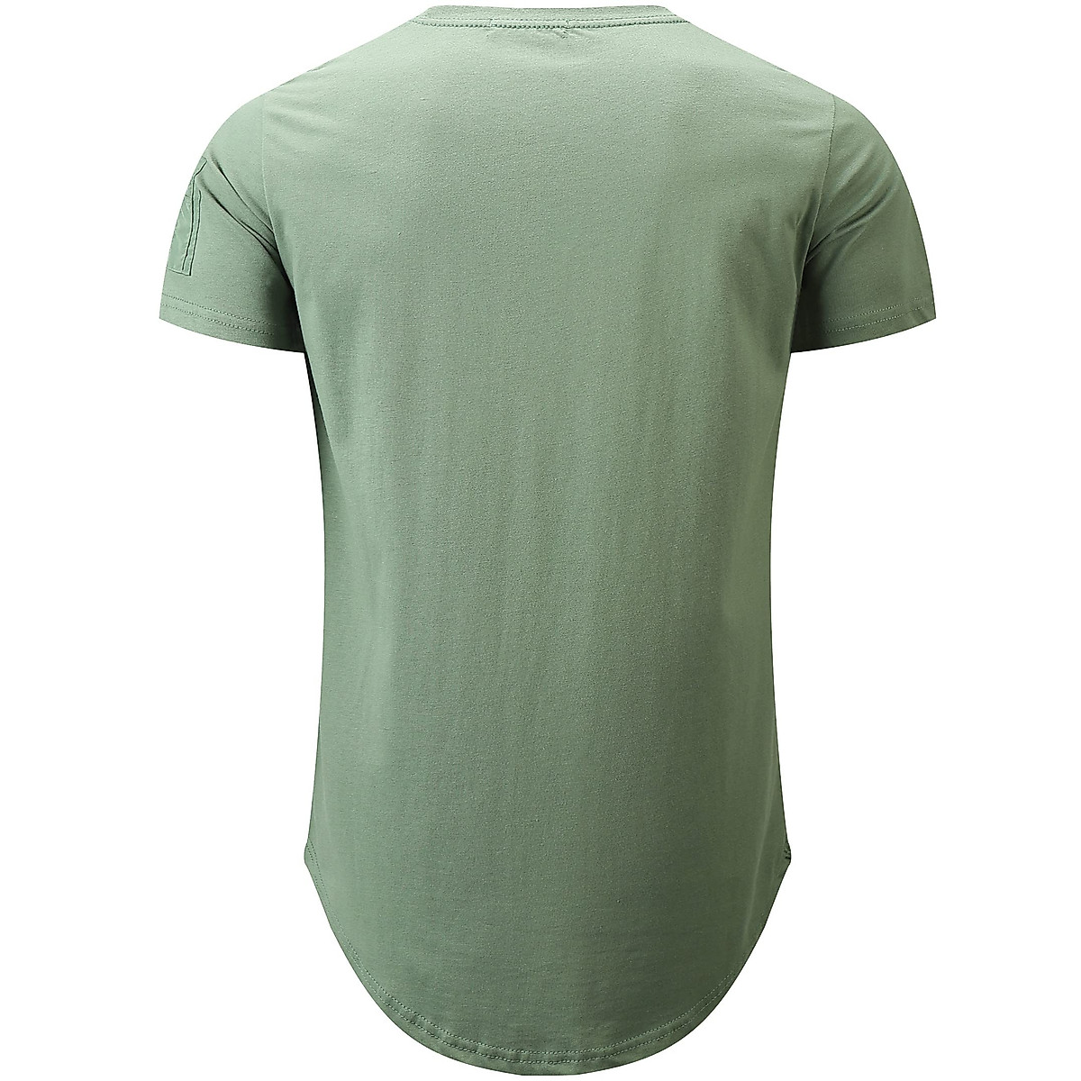 KLIEGOU Mens 100% Cotton Hipster Hip Hop Crewneck T-Shirt with Zip Pocket (TS216 Light Green, Large)