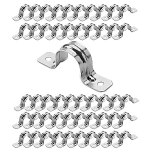 OhLectric 2 Hole 3/4 Inch Pipe Strap - Reinforced Rib for Extra Strength - Zinc-Plated Steel Pipe Strap Clamp for EMT Conduit - Snap-On Installation - Pack of 50; OL-72853