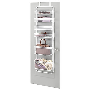 Whitmor Over The Door Organizer - 6 Sections - Pantry, Bathroom, Accessory Organizer - Metal and Mesh - White