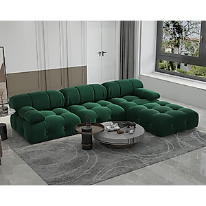 BOKIFOL Sectional Sofa, Modular Sectional Couch with Ottomans- L Shaped Couch for Living Room, 4 Seater Sofa Sets,104"(Green)