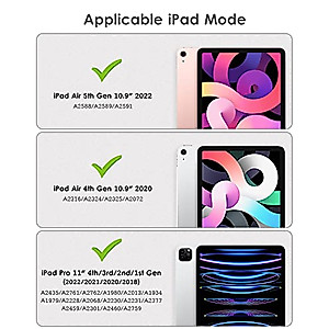 DTTOCASE for iPad Pro 11 Inch Case, iPad Air 5th / 4th Generation 10.9 Inch (2022/2020) Case with Matte Frosted Shockproof Back Back [Anti-Scratch,Support Touch ID,Camera Protection]-Black