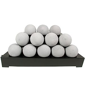 Rasmussen Alterna Vent Free FireBalls Burner Kit (AFB24-LG-AFB24-S-B-N), 24-Inch, Remote Ready Millivolt Safety Pilot, Natural Gas, Smooth FireBalls/12 Pieces/Light Grey