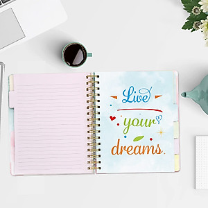 ceiba tree Divider Notebook with Tabs Spiral Notebook Watercolor Design Lined Journal Hardcover Notebook for Home Office School Classroom