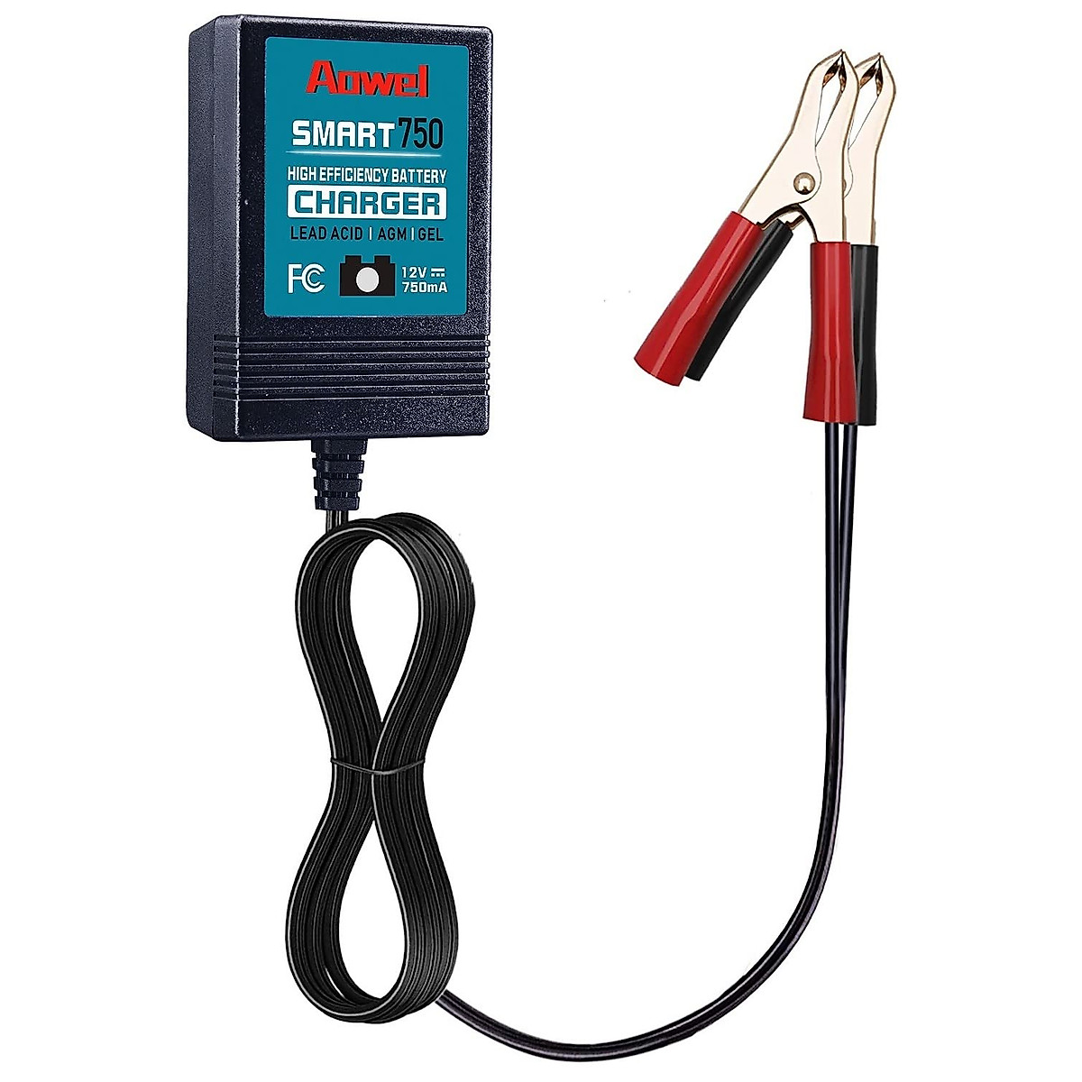 Aowel 750mA Trickle Battery Charger, 12V Fully-Automatic Smart Charger Battery Maintainer for Cars, Motorcycle, ATVs and More