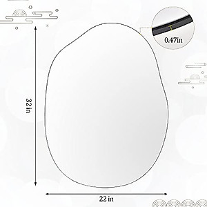 HARRITPURE Irregular Wall Mirror 22"x32" Black Asymmetrical Bathroom Mirror Wood Framed Modern Decorative Vanity Mirrors for Bedroom Living Room Entryway