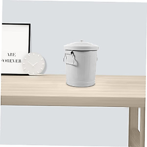 CHILDWEET Metal Trash Can with Lid Metal Container Office Trash Can Candy Tin Kitchen Compost Bin Desktop Garbage Can Make up Brush Holder Organizer Trash Storage Can Office Trash Container
