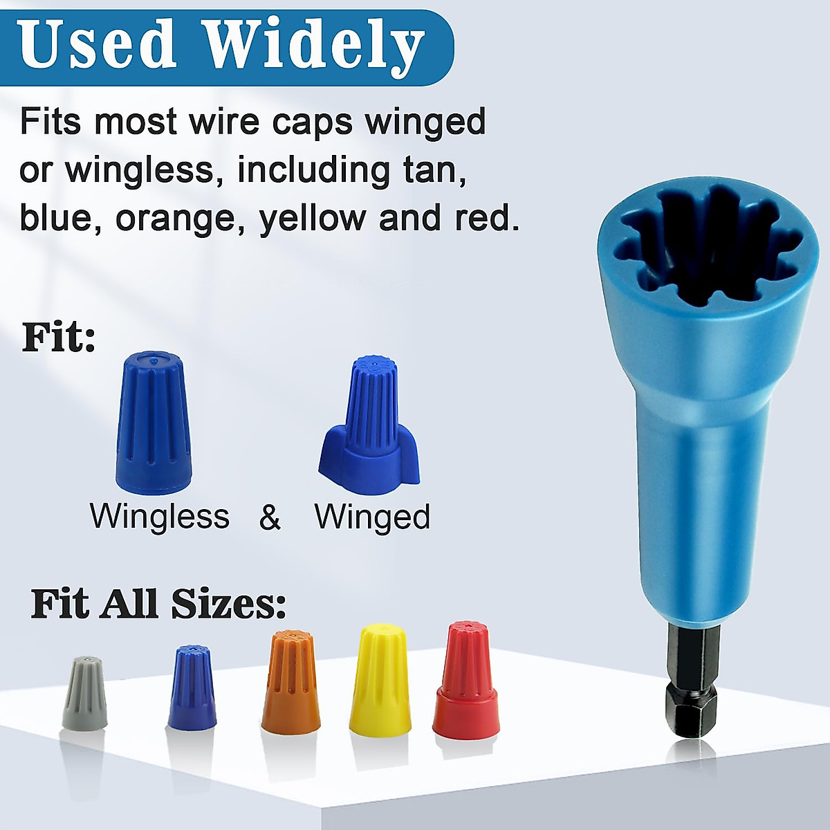 Wire Twisting Tool, Wire Spin Twister Nut, Spin Twist Wire Connector Socket, Wire Twisting Spinner, Wire Spin Driver Nut, Wire Twister Tool for Drill and Wire Connector Driver with 1/4" Chuck (Blue)