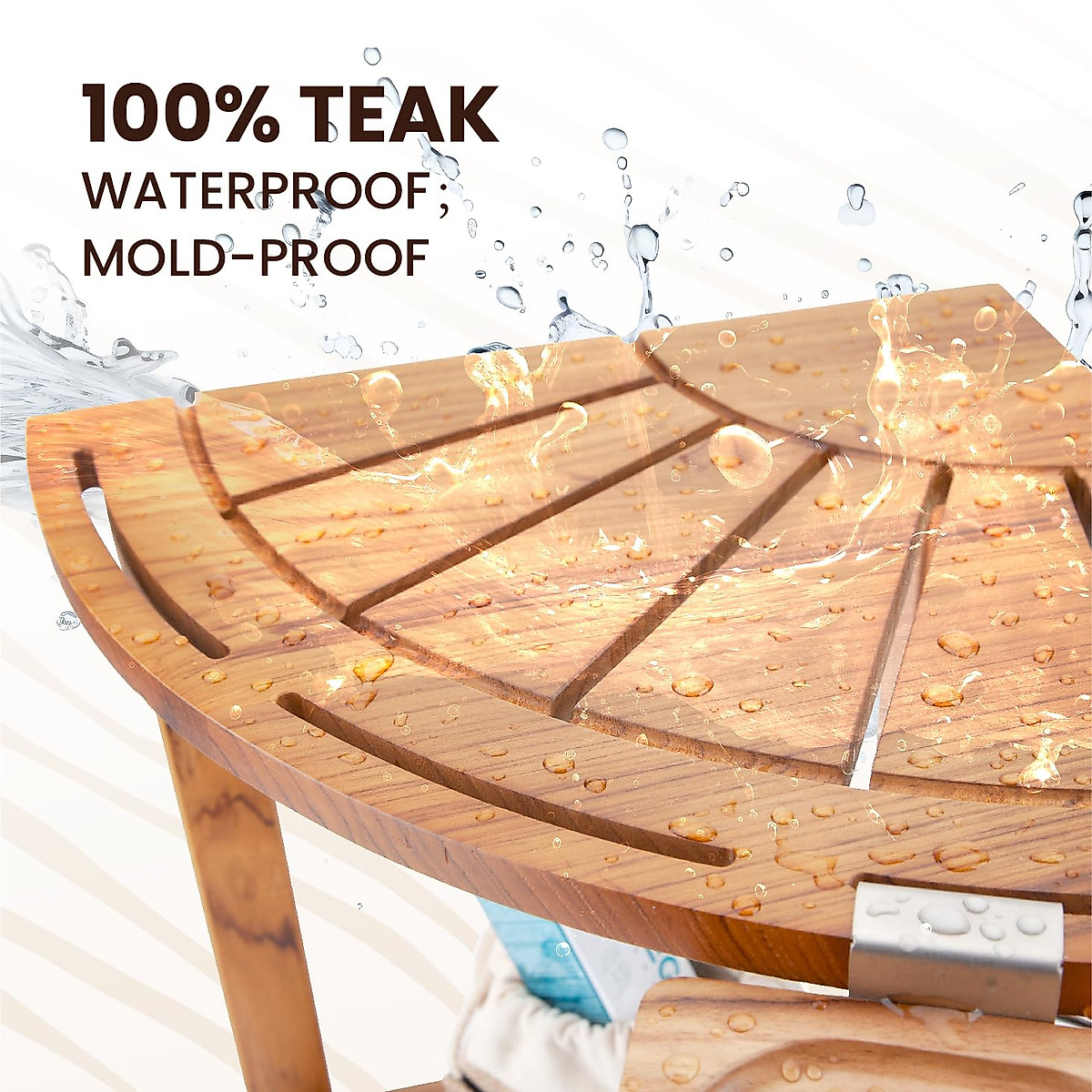 Cartman Original 13" Corner Teak Shower Decorative Bathroom Stand and Foot Rest with Storage Shelf and Soap Dish,Foot Rest Shaving Stool, Corner Nightstand, Beside Table