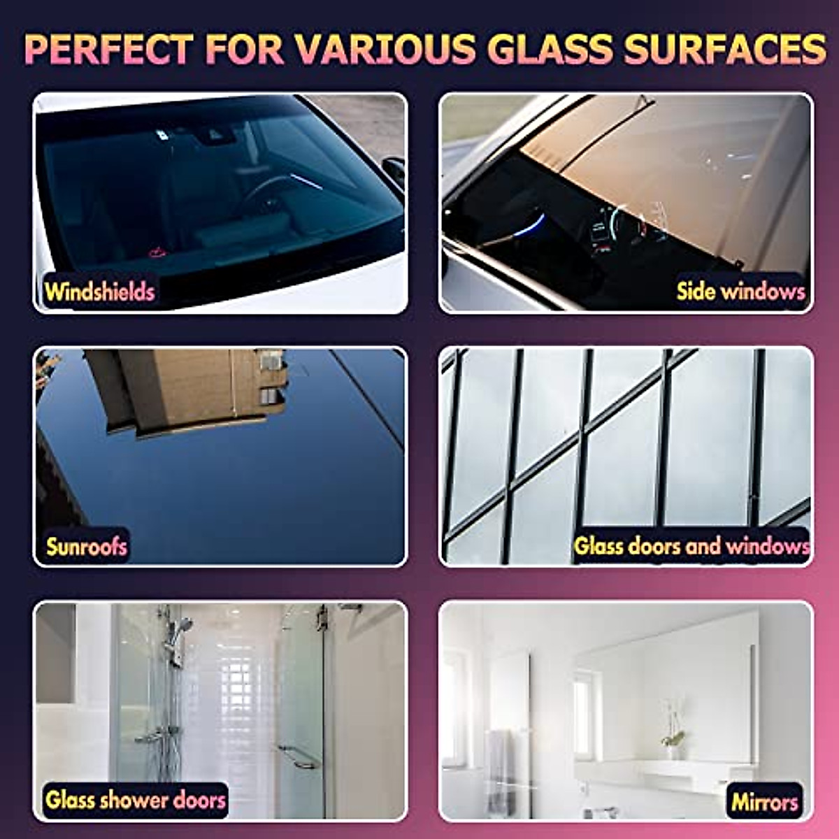 Car Glass Oil Film Cleaner, Car Glass Cleaner with Sponge, Glass Cleaner for Auto and Home Eliminates Oil film, Water Spots, Bird Droppings, Coatings, and More to Polish and Restore Glass to Clear