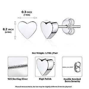 ChicSilver Hypoallergenic 925 Sterling Silver Small Minimalist Heart Earrings Studs Mini Dainty Love Heart Stud Earrings for Women Mothers Day Gifts for Mom