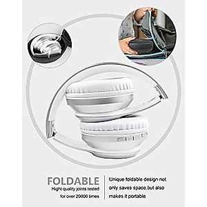 rockpapa E8 Over The Ear Bluetooth Headphones with Microphone for Kid Children Boy Girl Youth Teen Adult, Foldable Wired/Wireless Headphones with Mic, Include Travel Case, Silver