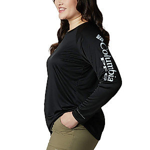 Columbia Women’s PFG Tidal Tee™ II Long Sleeve Shirt, Black, Cirrus Grey Logo, Medium