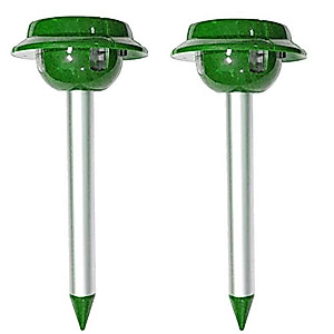 GARDEN SECRETS (2 Pack) Professional Solar Mole & Snake Repellent. Gopher Vole Snake Scorpion etc Deterrent. Keep Underground Creatures Away from Your Property Within 2-4 Weeks. Year Full Warranty!