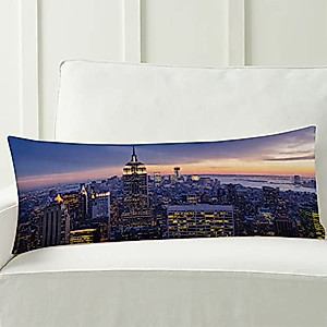 AIRMARK Body Pillow Cover,New York City Skyline with Skyscrapers at Sunset Printed Long Pillow Cases Protector with Zipper Decor Soft Large Covers Cushion for Beding,Couch,Sofa,Home Gift 20"x54"