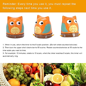 Owl Rotating Timer Cartoon Cute 60 Minutes Wind Up Timer Mechanical Rotating Count Down Timer For Homes, Beauty Salons, Kitchens, Schools, Gyms, Care,