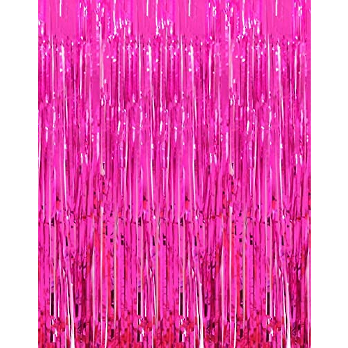 2pcs 3.2ft x 8.2ft Hot Pink Metallic Tinsel Foil Fringe Curtains for Birthday Wedding Bridal Shower Baby Shower Bachelorette Celebration Party Decorations