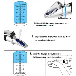 Salinity Refractometer 0~28% for Measuring Sodium Chloride Content in Brine, Seawater and Industry, Nacl Refractometer Salinometer Brine Refractometer for Pickles Curing Foods Making
