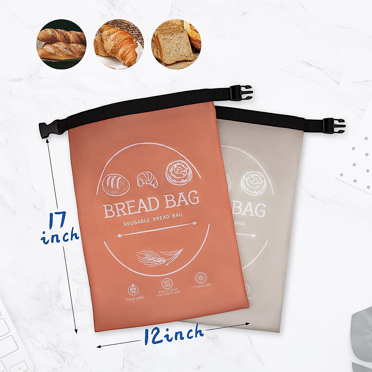 2 Pack Reusable Bread Bags for Homemade Bread with Beeswax Wraps for Food, Sourdough Bread Baking Supplies, Sourdough Bread Bags & Beeswax Wrap for Bread Storage