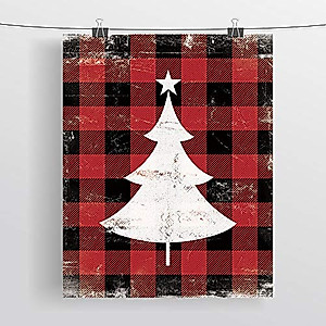 SUMGAR Christmas Wall Art Prints Unframed 8x10 Farmhouse Decor Red Black Buffalo Posters Quotes Pictures Artwork Set of 3