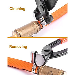 VIGRUE 304 Stainless Steel Single Ear Hose Clamps with Pincer, 105PCS 3/8'' to 1'' Stepless Hose Clamps with Pipe Clamp Tool, Pex Cinch Clamps Rings Tool Assortment Kit