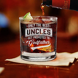 shop4ever Only The Best Uncles Get Promoted To Godfather Varsity Pregnancy Announcement Engraved Whiskey Glass (11 oz.)