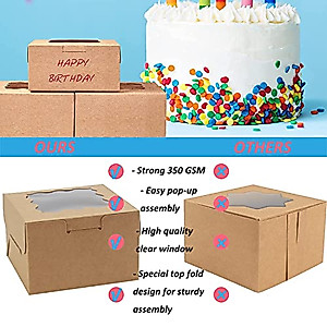 OAMCEG 100 PCS Bakery Boxes with Window and Stickers 4x4x3 Inch Individual Cupcake Boxes Pastry Boxes Cookie Boxes Small Cake Boxes Carrier Holders Containers for Packaging, Mini Dessert Boxes