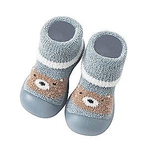 0-6 Months Kids Boys Girls Shoes Thickened Cute Cartoon Socks Shoes Prewalker Sneaker Toddler Dress Shoes Size 11 (Sky Blue, 18-24 Months)