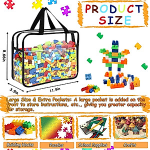 OPELETNNT 6 Packs Large Toy Storage Bags with Pockets, Reusable Clear PVC Board Game Storage with Labels, Travel Waterproof Organizer Bags Double Zipper for Building Blocks, Puzzle, Kids Books