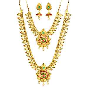 Efulgenz Indian Bridal Jewelry Sets for Women Gold Tone Traditional Indian Bollywood Bridal Wedding Set Of Choker Collar Princess Necklaces Dangle Earrings Jewellery