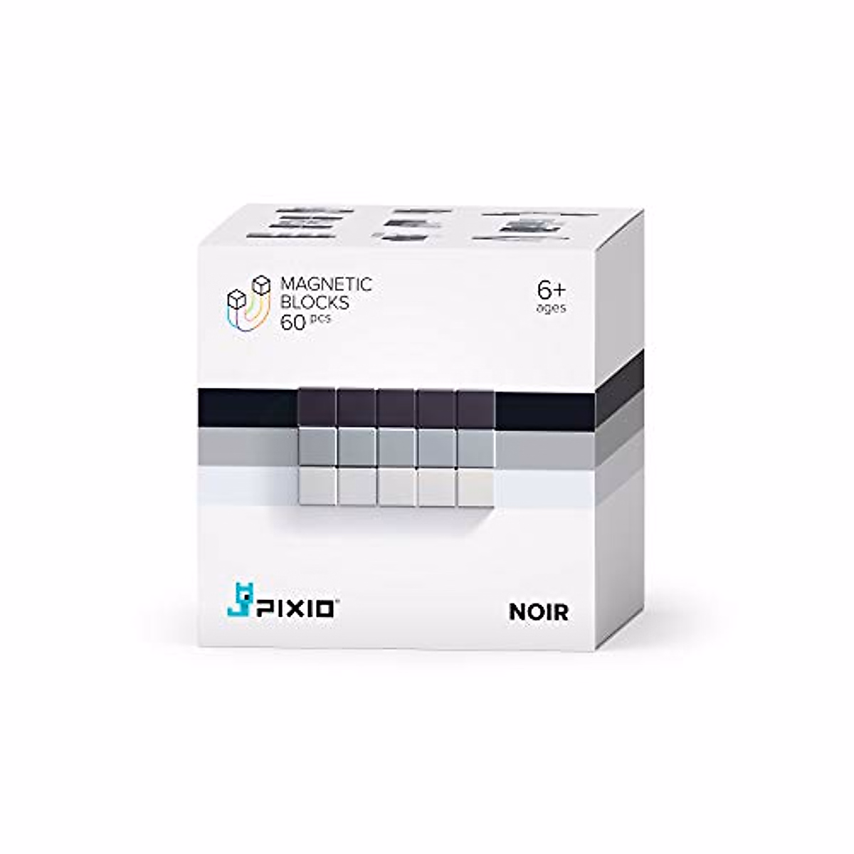 PIXIO Noir - 60 Magnetic Blocks - Small Magnet Blocks - Magnets for Kids & Adults - Magnet Toys - Magnet Tiles Alternative for Kids 8-12 Years