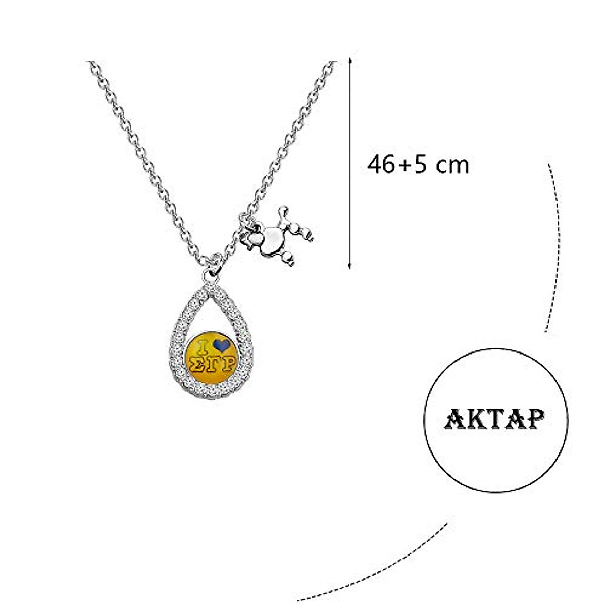 AKTAP SGRho Gift SGRho Sorority Paraphernalia Gift Greek Sorority Sister Jewelry For Women Girl (Yellow Sigma Gamma E)