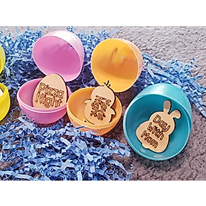 Easter Egg Tokens 30ct with Gift Bag, Personalized Tokens Available, Real Wood with 30 different engraved sayings, 6 designs, Natural Color, Easter Tokens for Kids, Activity Token (CUSTOM Token)