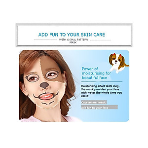 BIOAQUA Animal Face Mask Sheet Enriched with Natural Serum for Radiant and Nourished Skin At Home Spa Moisturizing Facial with Fun Animal Characters: Panda Tiger Sheep Dog (4 Sheets Variety Pack)