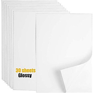 Glossy Sticker Paper for Inkjet Printer, Printable Vinyl Sticker Paper Waterproof for Laser & Inkjet Printer, 8.5" x 11"