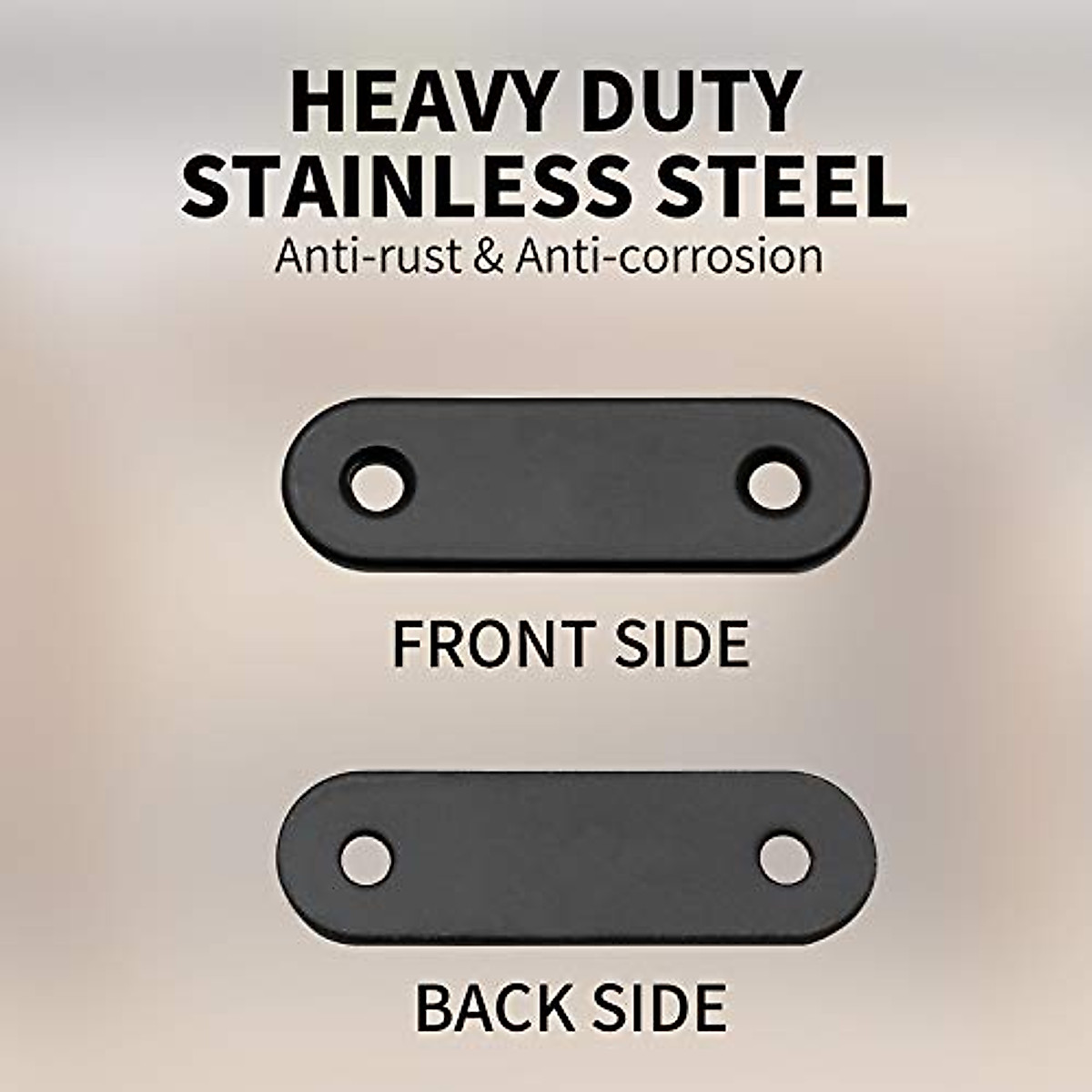 Jiozermi 12 Pcs Straight Brace, Flat Brace 2” x 0.6”, Stainless Steel Straight Bracket, Mending Joining Plates for Wood, Board, Bed Frame, Furniture & Shelves, Matte Black