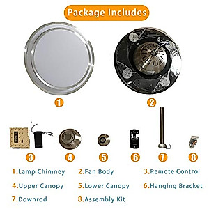 Modern Ceiling Light with Fan Remote Control Retractable Blades 3 Color Lighting 3 Speed Chandelier Light Retractable Invisible Blade for Living Room Bedroom Basement Restaurant Dining Room (42-Inch)