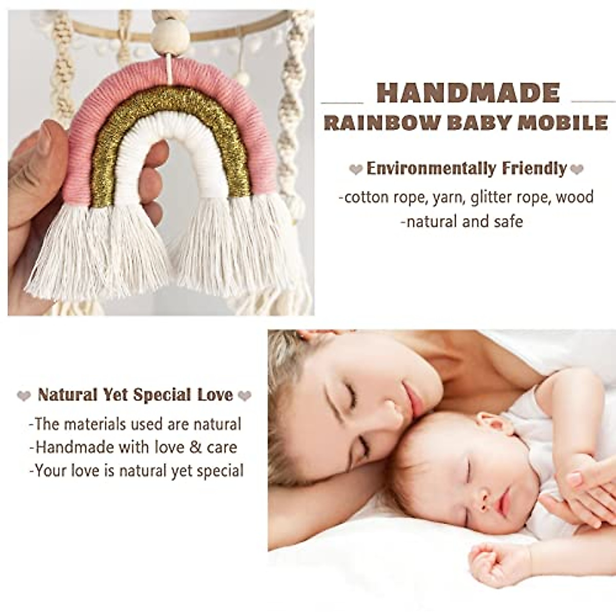 Baby Crib Mobile Macrame Rainbow Baby Mobile, Baby Crib Mobile for Girls, Neutral Nursery Mobile, Ceiling Mobile. Handmade Boho Rainbow Mobile Hanging, Nursery Decor, Baby Shower