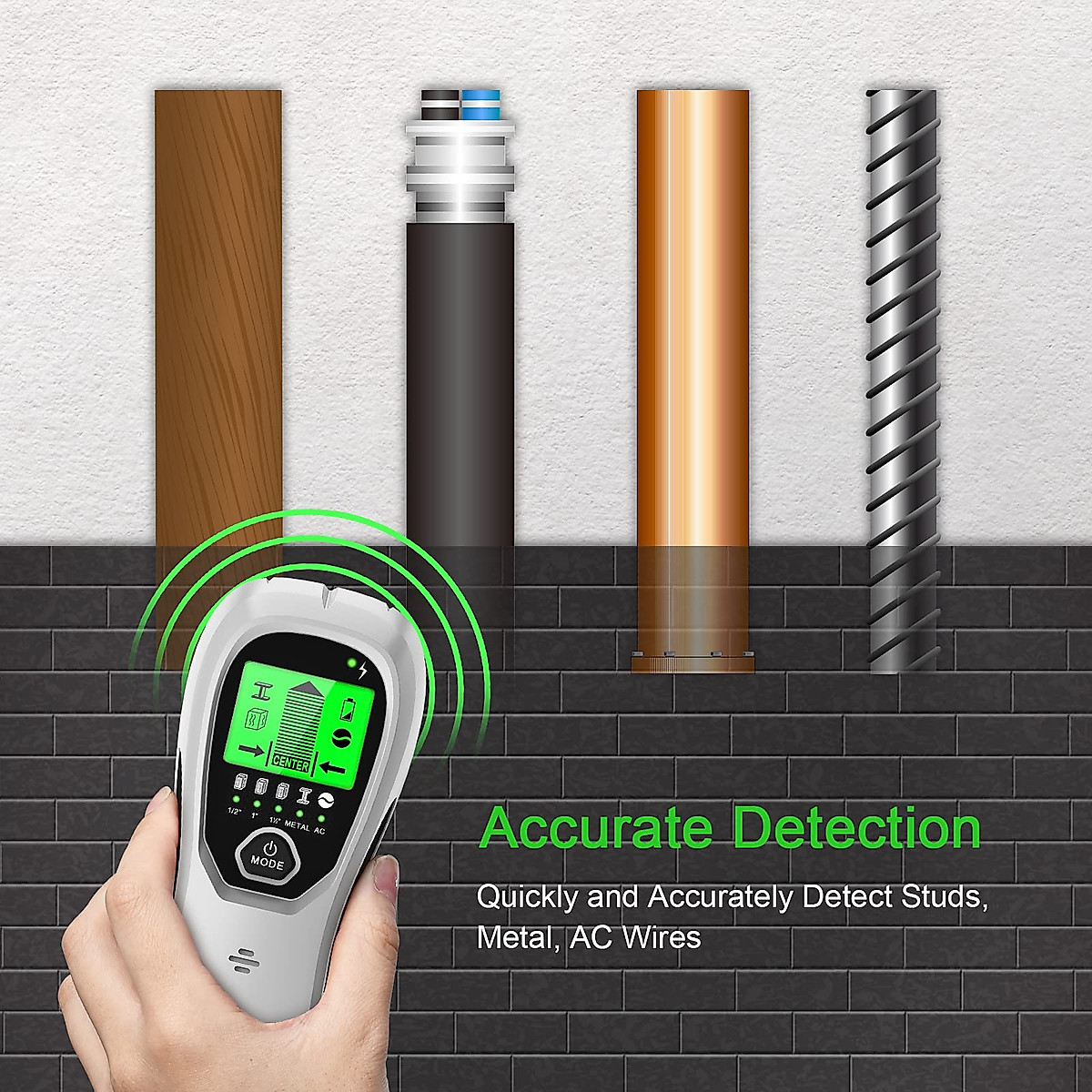 Stud Finder Wall Scanner, M MARSIAN 5 in 1 Electronic Stud Locator with Auto Calibration, LCD Display and Sound Warning, Beam Finder Center Finding for Wood Metal Studs AC Wire Detection