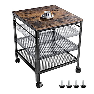Rustic End Table, 2-Tier Side Table with Adjustable Height Shelf, 19.7" x 19.7" x 24", 143 lb Weight Capacity, Great for Mini Fridge Stand, Printer Stand, Aquarium Stand, Nightstand, Coffee Table