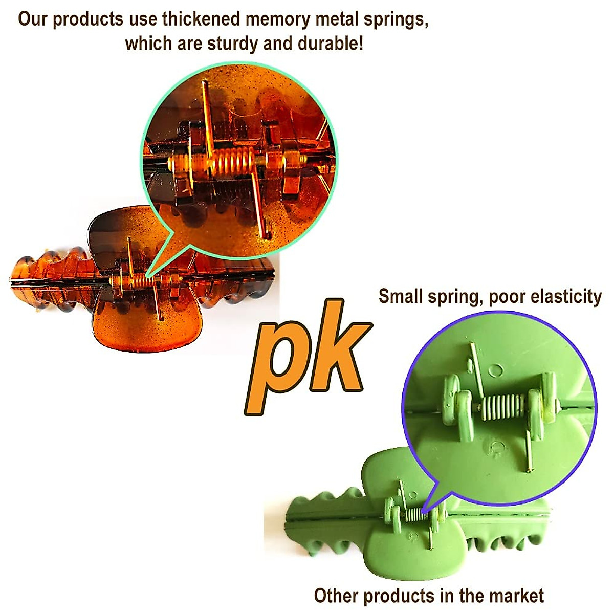 Banana Clip Flower Claw Clip Variety Pack 4.3 Inch Big Claw Clips For Thick Hair Hair Clips For Girls 3pcs Amber/Black/Frosted Pink