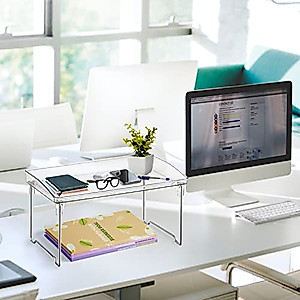 HAJÄRR Foldable Stackable Storage Table, Bathroom Counter Organizer, Clear Makeup Organizer, Kitchen Spice Cabinet and Rack Organizer, Pantry Storage, Perfume Organizer, Desk Organizer