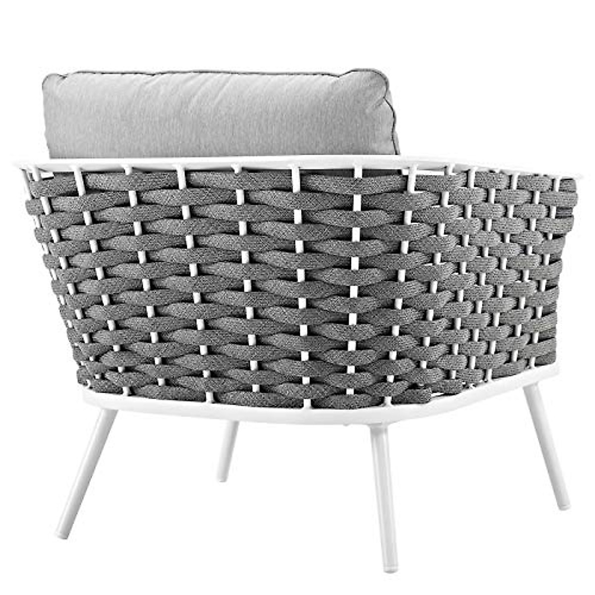 Modway Stance Outdoor Patio Woven Rope Arm Chair in White Gray