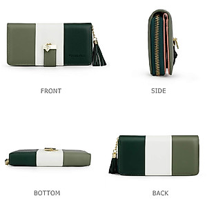 RFID Wallets for Women with Multiple Card Slots and Cellphone Compartment, Womens Wallet (green/white/green)