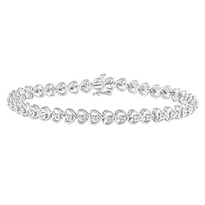 Fifth and Fine 1/8 Carat tw Natural Diamond Heart Tennis Bracelet in 925 Sterling Silver