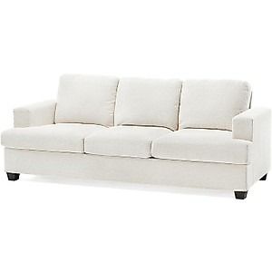 papababe Sofa, 3 Seater Modern Couches with Extra Deep Seats, 89 Inch Wide Comfy Couches for Living Room (Chenille, Beige)