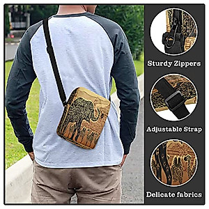 Silhouette Elephant Camel Ethnic Crossbody Bag For Women And Men Shoulder Bag Hobo Bag With Multiple Pockets Messenger Shoulder Bags