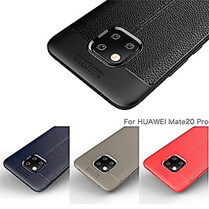 Beovtk Compatible with Huawei Mate 20 Pro case, Silicone Leather[Slim Thin] Flexible TPU Protective Case Shock Absorption Carbon Fiber Cover for Huawei Mate 20 Pro (Navy)