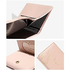 Belsmi Women Small Slim Minimalist Leather Bifold Trifold Wallets (Style D - Beige)