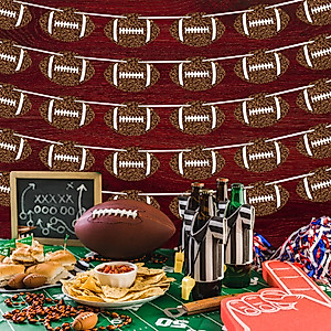 5 Count Football Party Banner Football Paper Garland Sports Theme Hanging Decorations Glitter Football Banner for Superbowl Game Day Boys Birthday Baby Shower Party Supplies